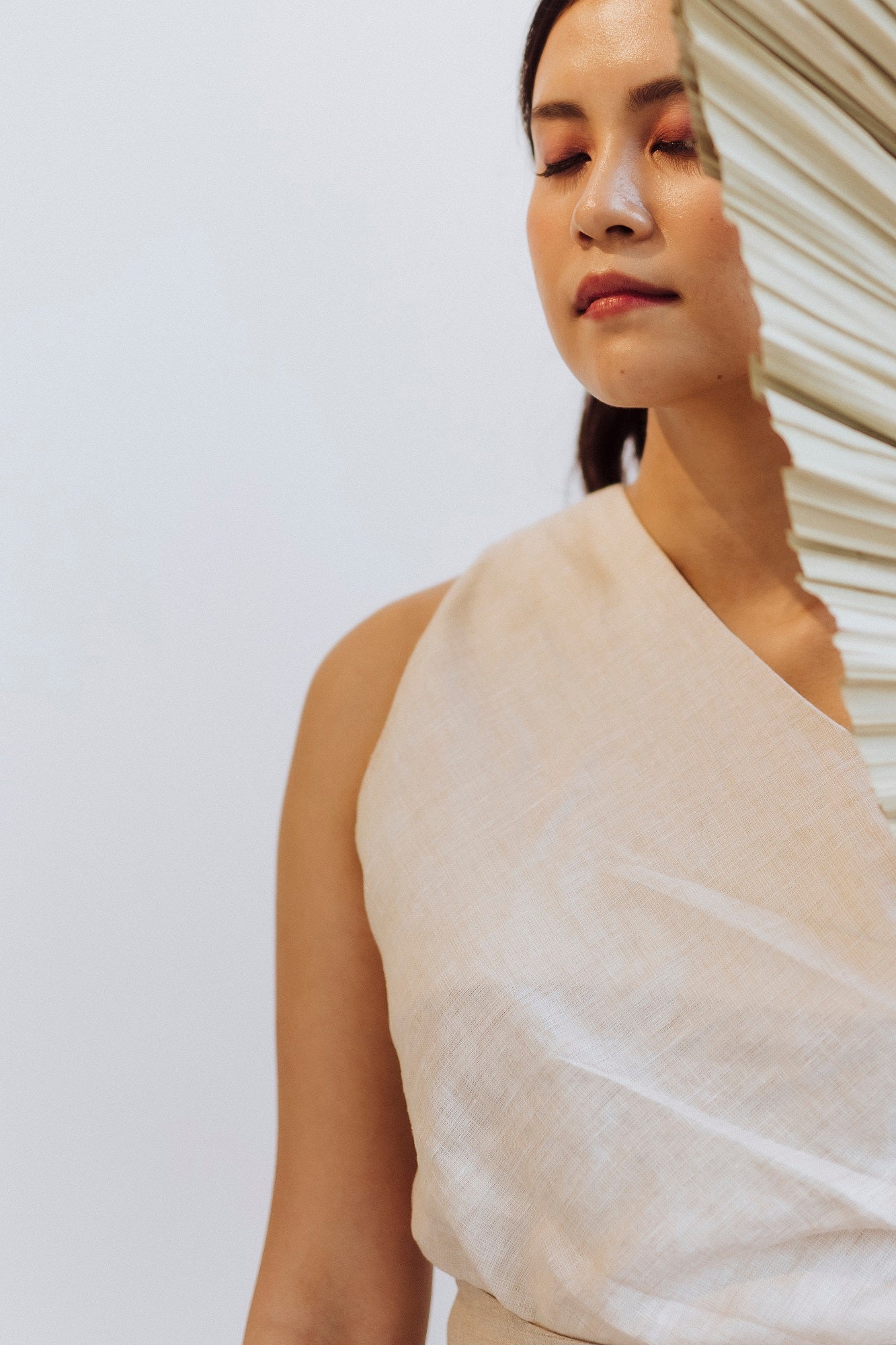 Joey Linen Toga Top - Beige – Accent Singapore