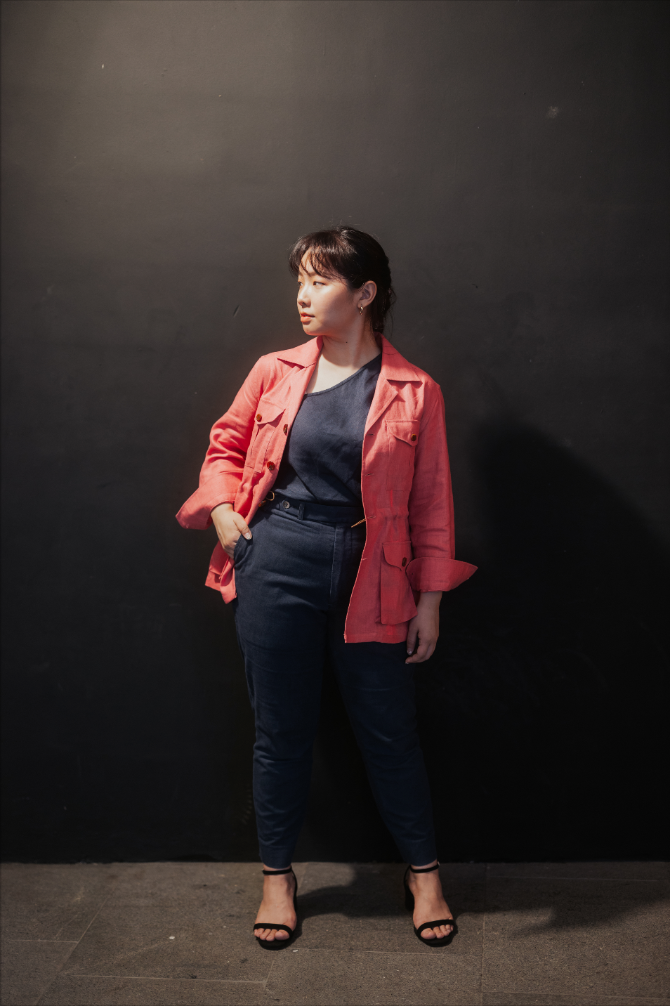 Custom Linen Safari Shacket - Coral Red – Accent Singapore